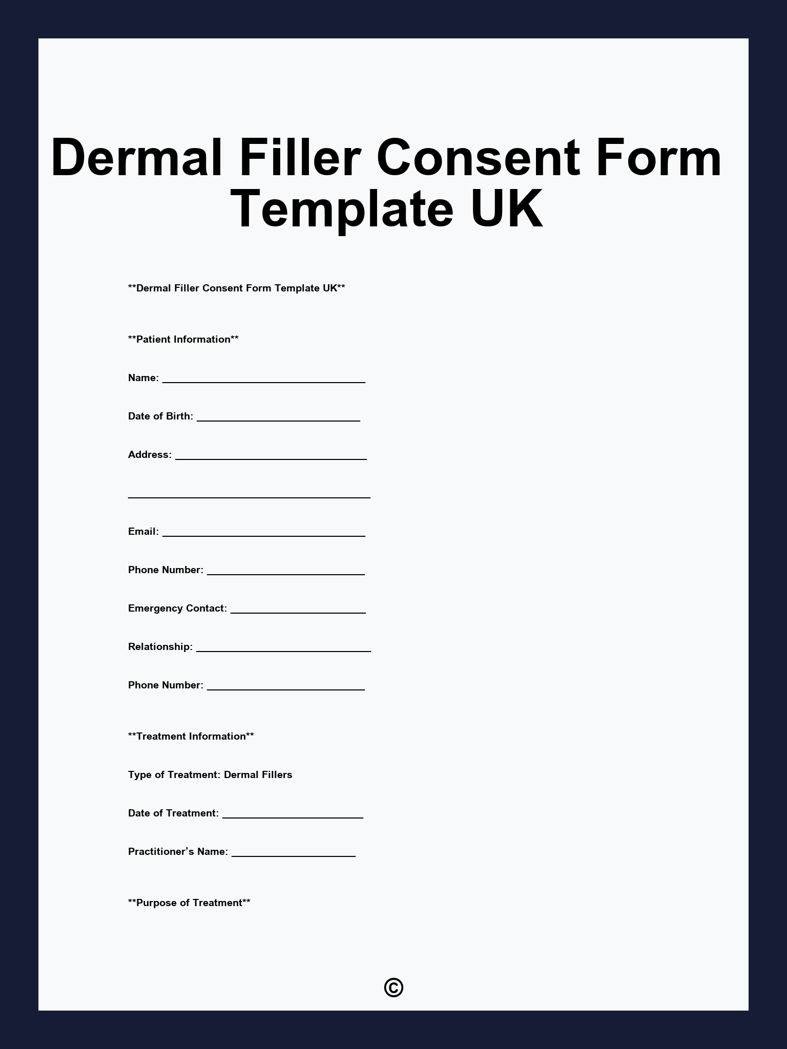 Dermal Filler Consent Form Template UK