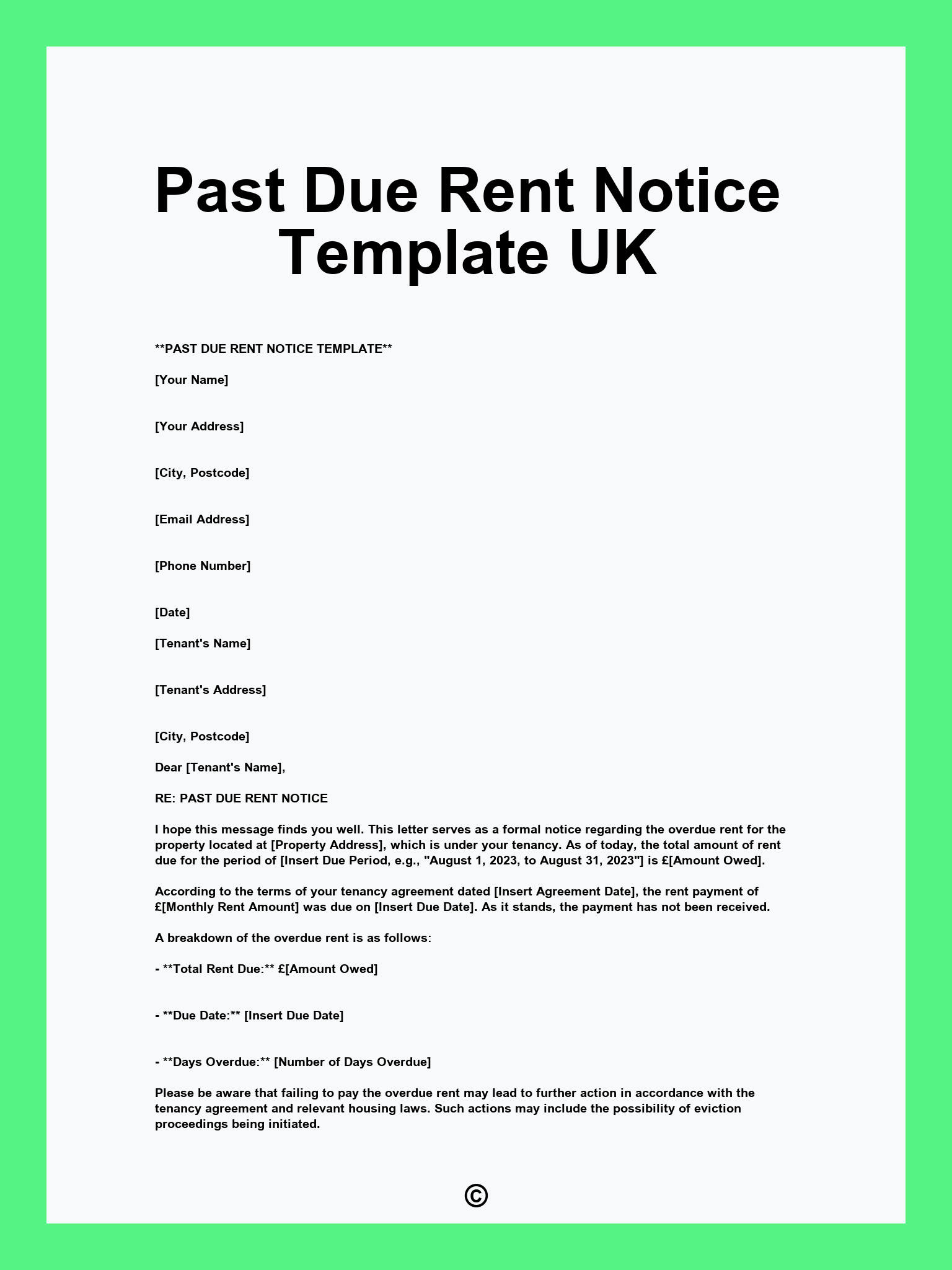Past Due Rent Notice Template Sample Past Due Rent Letter Free